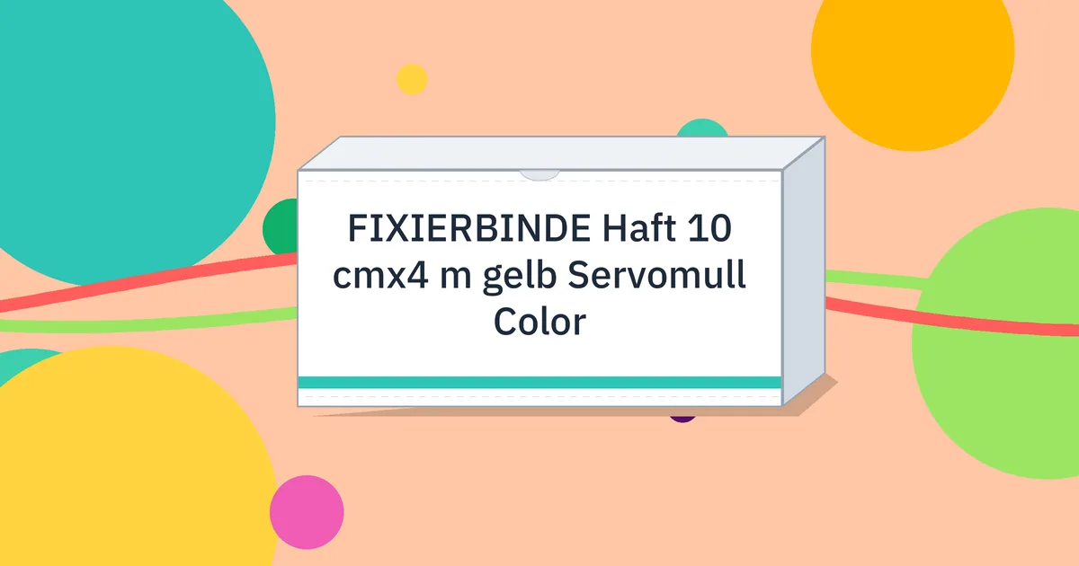 Symbolbild: Packung mit der Aufschrift FIXIERBINDE Haft 10 cmx4 m gelb Servomull Color (PZN 04761747) – Verfügbarkeit und Bezug in Apotheken in Frankfurt am Main