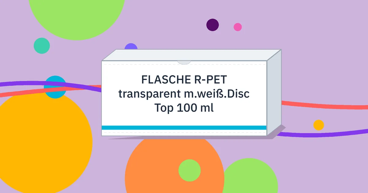 Symbolbild: Packung mit der Aufschrift FLASCHE R-PET transparent m.weiß.Disc Top 100 ml (PZN 16681367) – Verfügbarkeit und Bezug in Apotheken in Frankfurt am Main