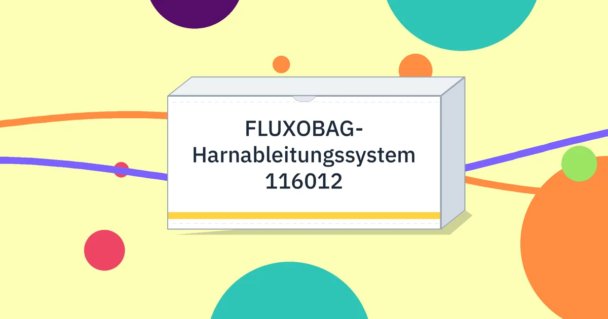 Symbolbild: Packung mit der Aufschrift FLUXOBAG-Harnableitungssystem 116012 (PZN 11565998) – Verfügbarkeit und Bezug in Apotheken in Frankfurt am Main