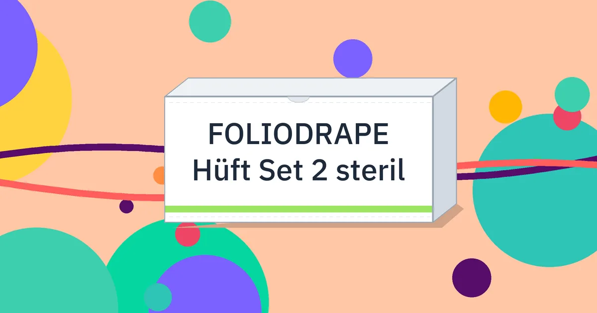 Symbolbild: Packung mit der Aufschrift FOLIODRAPE Hüft Set 2 steril (PZN 06892465) – Verfügbarkeit und Bezug in Apotheken in Frankfurt am Main