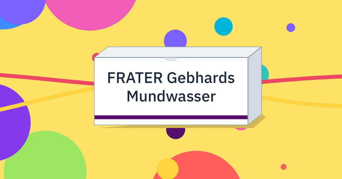 Symbolbild: Packung mit der Aufschrift FRATER Gebhards Mundwasser (PZN 19213572) – Verfügbarkeit und Bezug in Apotheken in Frankfurt am Main