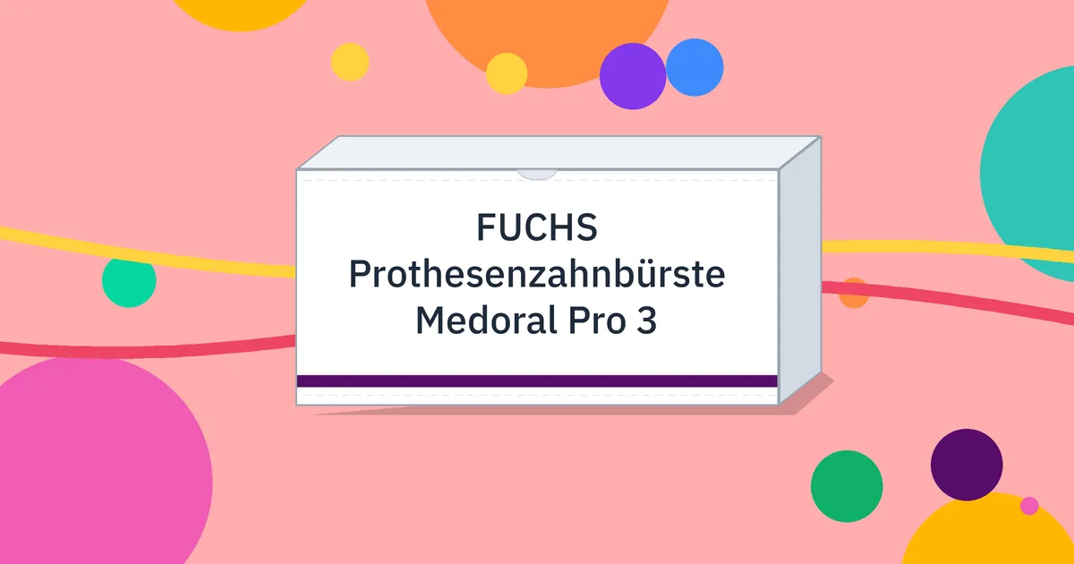 Symbolbild: Packung mit der Aufschrift FUCHS Prothesenzahnbürste Medoral Pro 3 (PZN 00298608) – Verfügbarkeit und Bezug in Apotheken in Frankfurt am Main