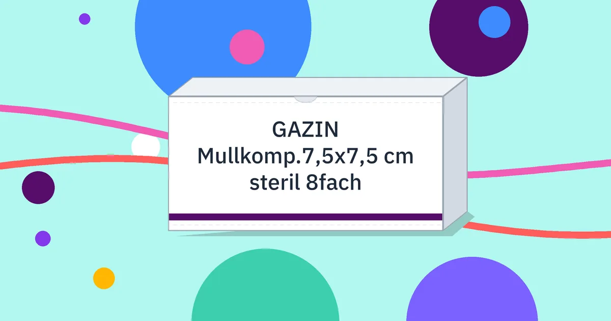 Symbolbild: Packung mit der Aufschrift GAZIN Mullkomp.7,5x7,5 cm steril 8fach (PZN 20580011) – Verfügbarkeit und Bezug in Apotheken in Frankfurt am Main