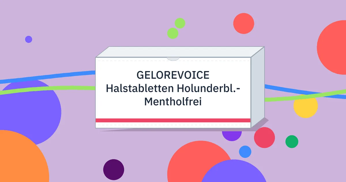 Symbolbild: Packung mit der Aufschrift GELOREVOICE Halstabletten Holunderbl.-Mentholfrei (PZN 15201371) – Verfügbarkeit und Bezug in Apotheken in Frankfurt am Main
