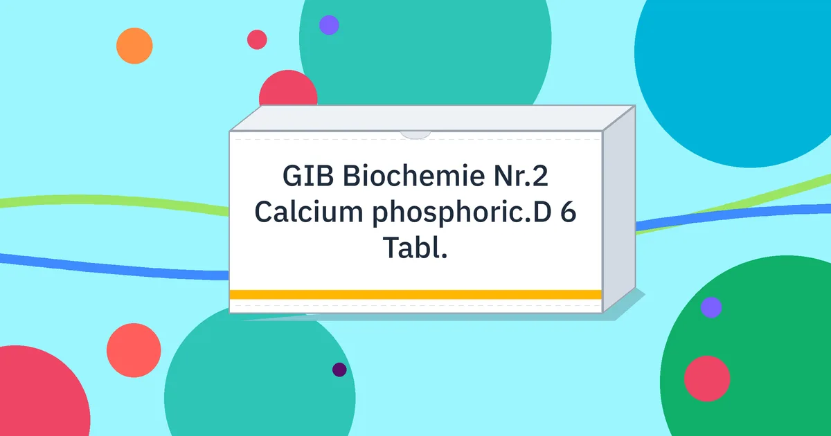Symbolbild: Packung mit der Aufschrift GIB Biochemie Nr.2 Calcium phosphoric.D 6 Tabl. (PZN 08481045) – Verfügbarkeit und Bezug in Apotheken in Frankfurt am Main
