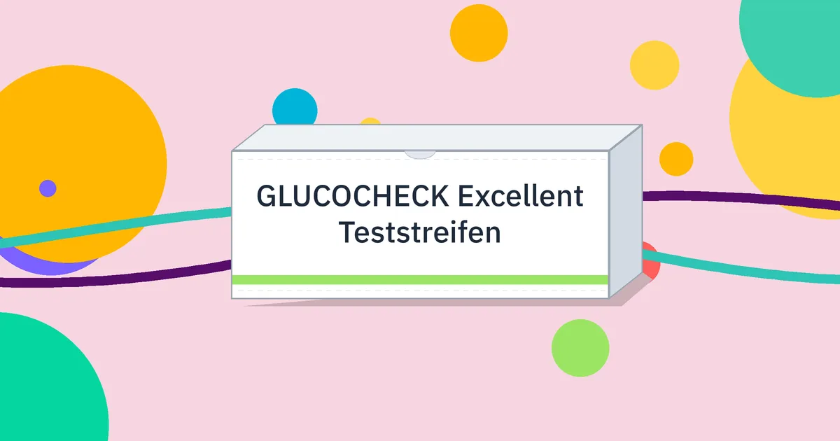 Symbolbild: Packung mit der Aufschrift GLUCOCHECK Excellent Teststreifen (PZN 12556470) – Verfügbarkeit und Bezug in Apotheken in Frankfurt am Main