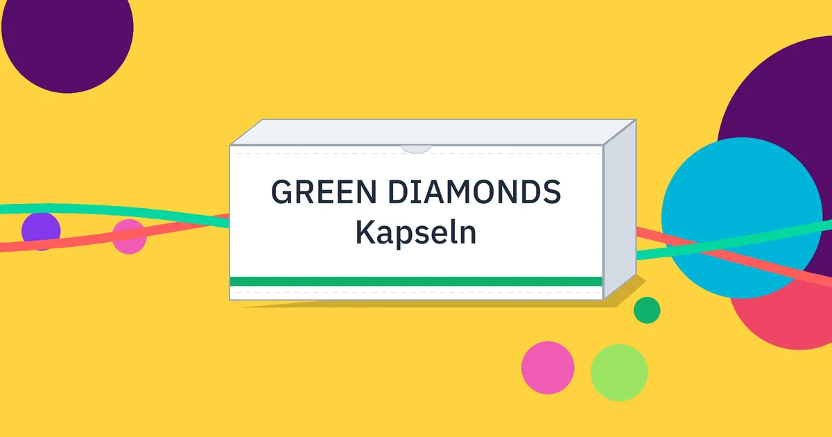 Symbolbild: Packung mit der Aufschrift GREEN DIAMONDS Kapseln (PZN 11683835) – Verfügbarkeit und Bezug in Apotheken in Frankfurt am Main