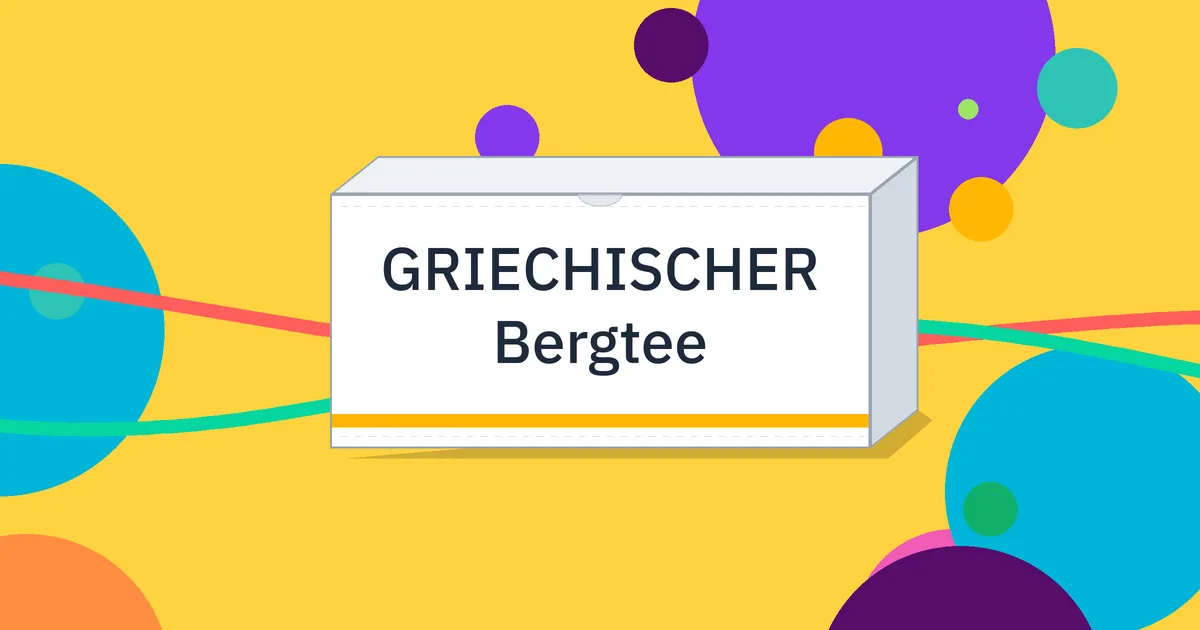 Symbolbild: Packung mit der Aufschrift GRIECHISCHER Bergtee (PZN 18300984) – Verfügbarkeit und Bezug in Apotheken in Frankfurt am Main