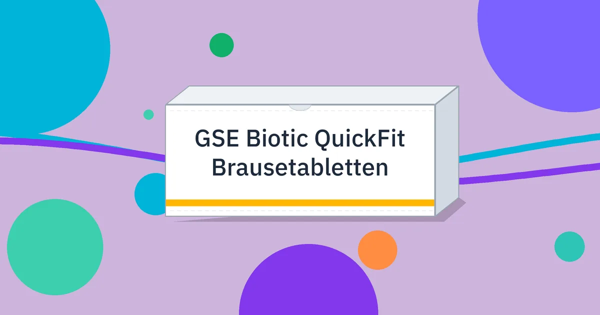 Symbolbild: Packung mit der Aufschrift GSE Biotic QuickFit Brausetabletten (PZN 18758826) – Verfügbarkeit und Bezug in Apotheken in Frankfurt am Main