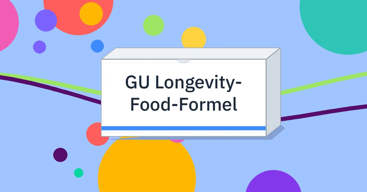Symbolbild: Packung mit der Aufschrift GU Longevity-Food-Formel (PZN 19767141) – Verfügbarkeit und Bezug in Apotheken in Frankfurt am Main