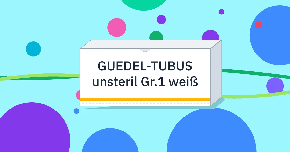 Symbolbild: Packung mit der Aufschrift GUEDEL-TUBUS unsteril Gr.1 weiß (PZN 13832937) – Verfügbarkeit und Bezug in Apotheken in Frankfurt am Main