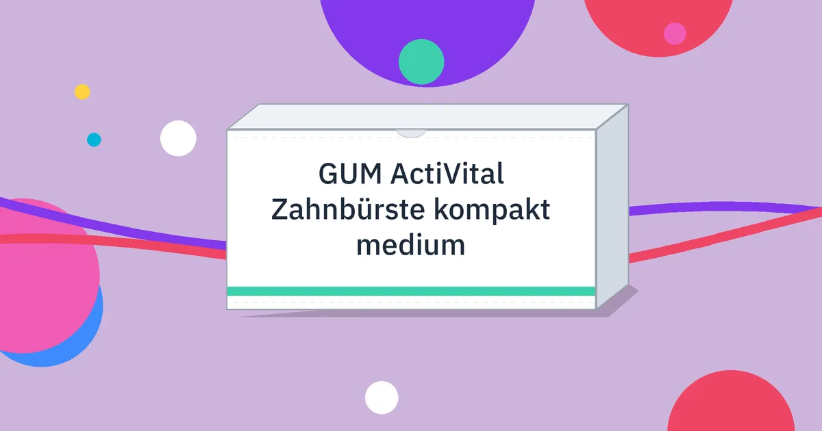 Symbolbild: Packung mit der Aufschrift GUM ActiVital Zahnbürste kompakt medium (PZN 01235165) – Verfügbarkeit und Bezug in Apotheken in Frankfurt am Main