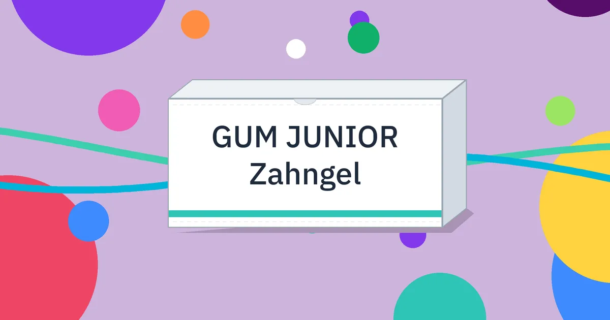 Symbolbild: Packung mit der Aufschrift GUM JUNIOR Zahngel (PZN 17490617) – Verfügbarkeit und Bezug in Apotheken in Frankfurt am Main