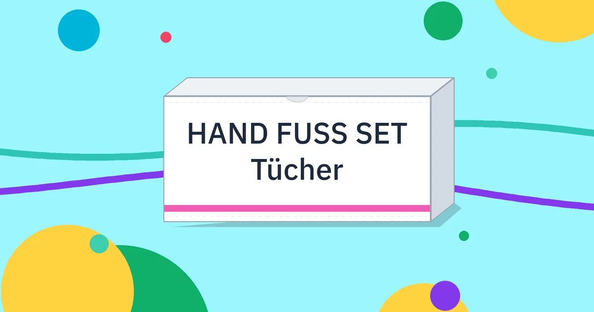 Symbolbild: Packung mit der Aufschrift HAND FUSS SET Tücher (PZN 04702704) – Verfügbarkeit und Bezug in Apotheken in Frankfurt am Main