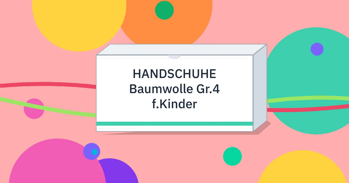 Symbolbild: Packung mit der Aufschrift HANDSCHUHE Baumwolle Gr.4 f.Kinder (PZN 02072653) – Verfügbarkeit und Bezug in Apotheken in Frankfurt am Main