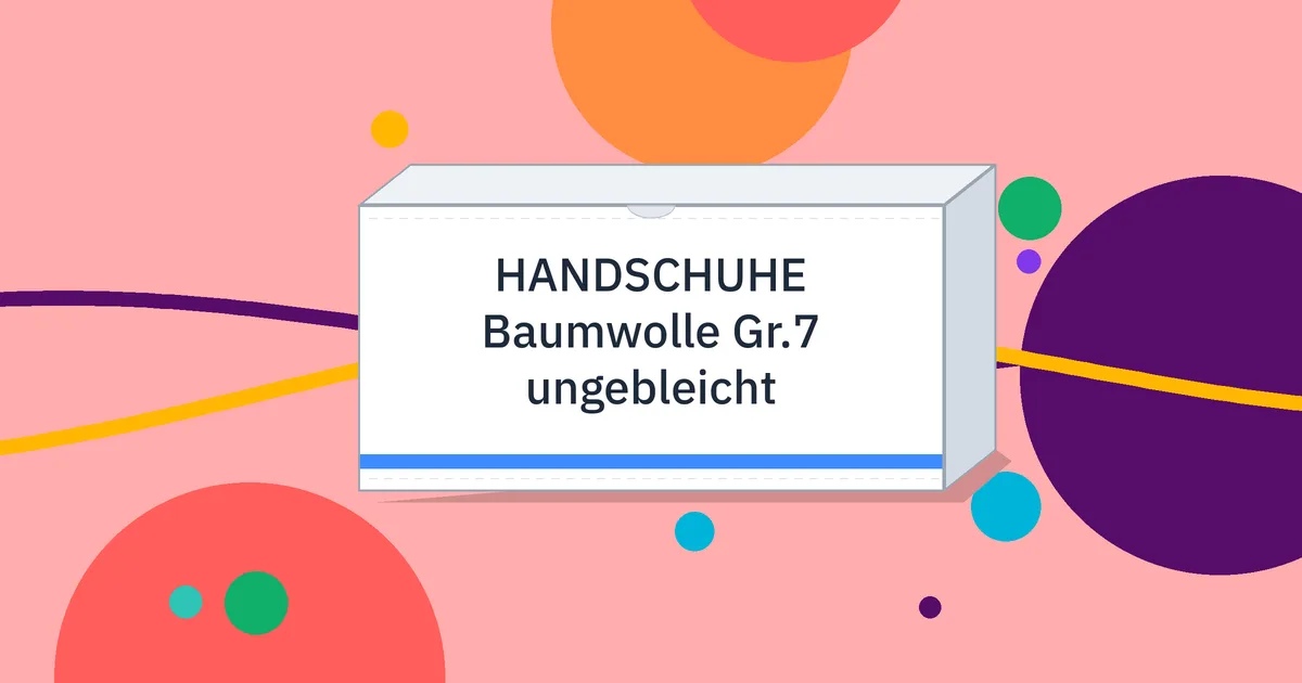Symbolbild: Packung mit der Aufschrift HANDSCHUHE Baumwolle Gr.7 ungebleicht (PZN 01468768) – Verfügbarkeit und Bezug in Apotheken in Frankfurt am Main