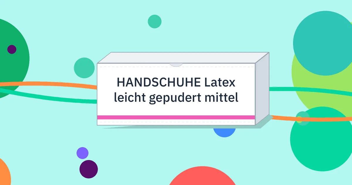 Symbolbild: Packung mit der Aufschrift HANDSCHUHE Latex leicht gepudert mittel (PZN 02771629) – Verfügbarkeit und Bezug in Apotheken in Frankfurt am Main