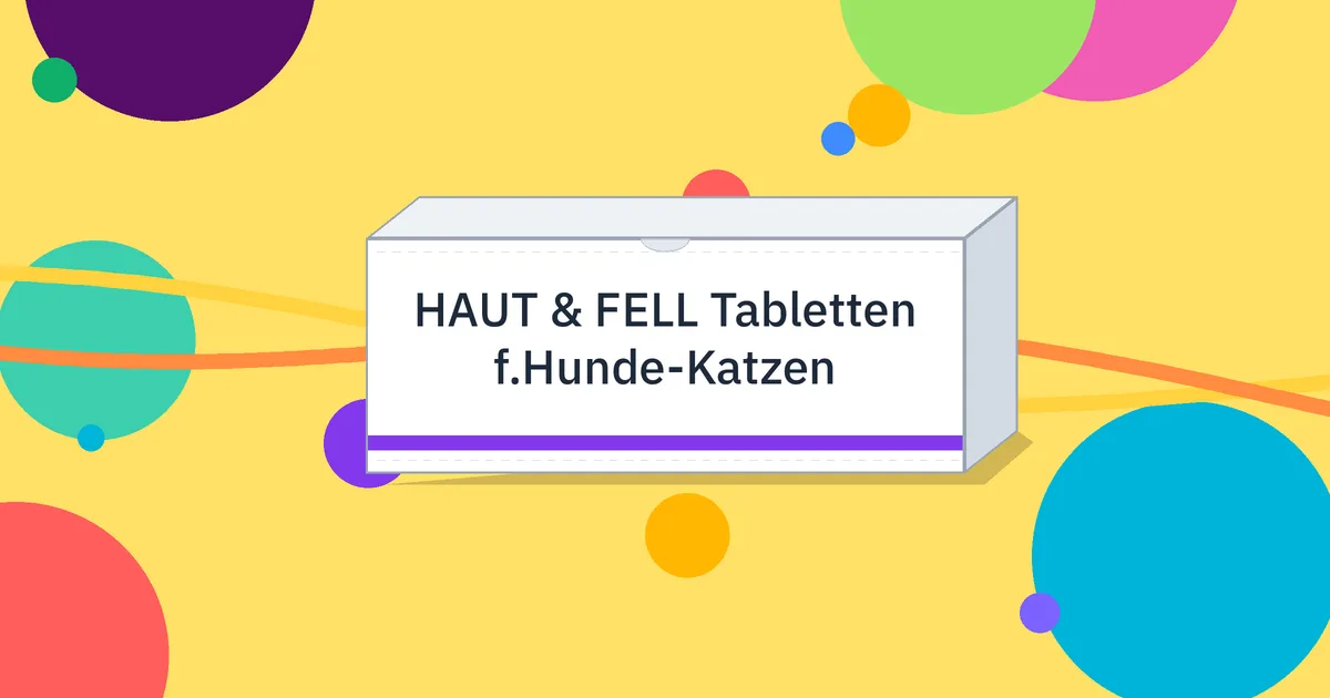 Symbolbild: Packung mit der Aufschrift HAUT & FELL Tabletten f.Hunde-Katzen (PZN 20292878) – Verfügbarkeit und Bezug in Apotheken in Frankfurt am Main