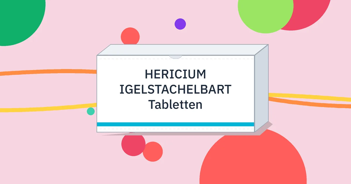 Symbolbild: Packung mit der Aufschrift HERICIUM IGELSTACHELBART Tabletten (PZN 10628610) – Verfügbarkeit und Bezug in Apotheken in Frankfurt am Main