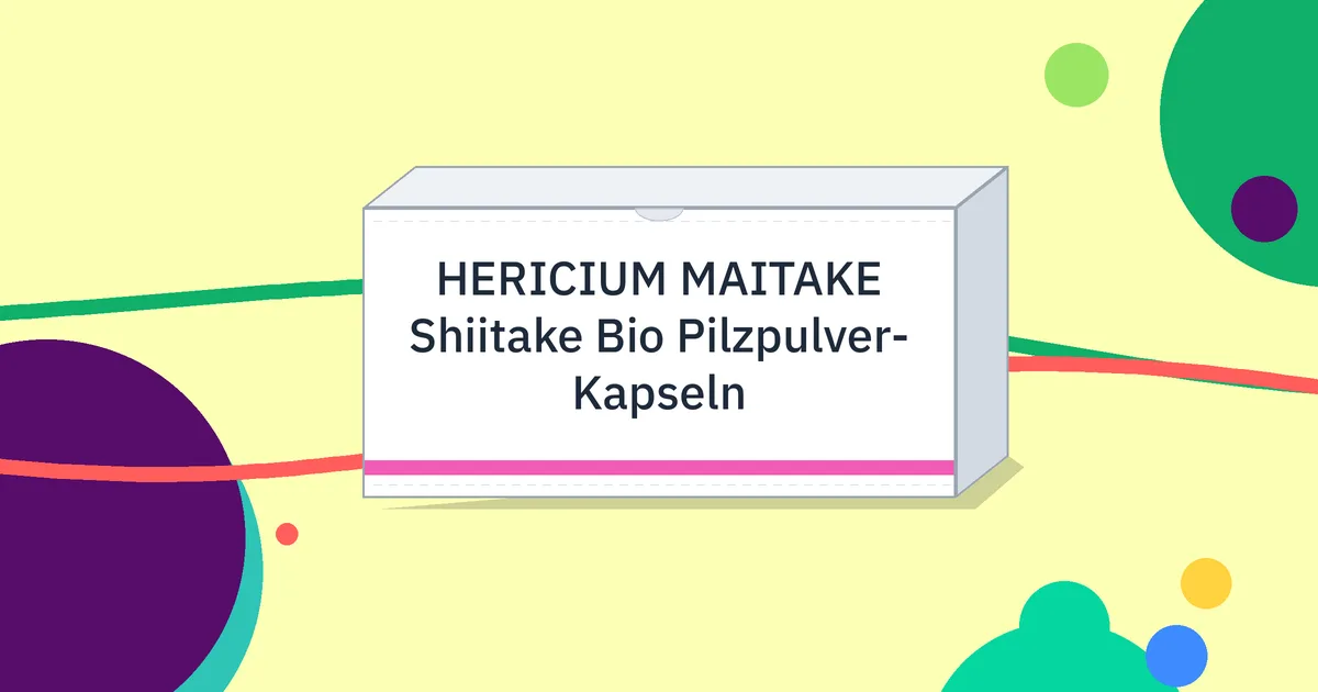 Symbolbild: Packung mit der Aufschrift HERICIUM MAITAKE Shiitake Bio Pilzpulver-Kapseln (PZN 19710023) – Verfügbarkeit und Bezug in Apotheken in Frankfurt am Main