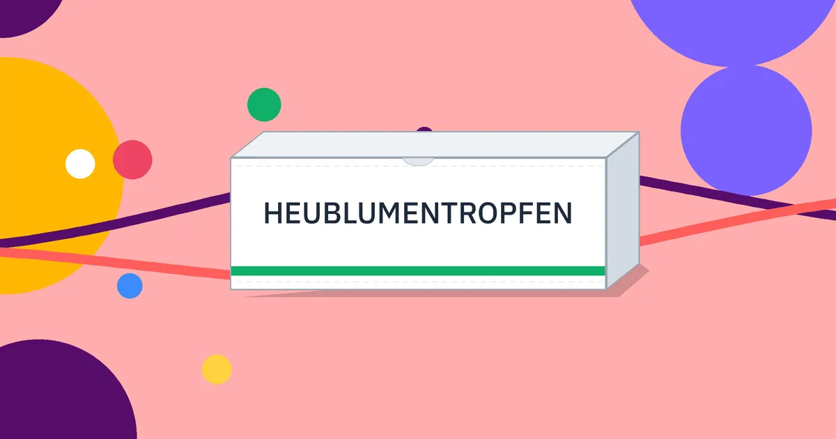 Symbolbild: Packung mit der Aufschrift HEUBLUMENTROPFEN (PZN 14127626) – Verfügbarkeit und Bezug in Apotheken in Frankfurt am Main