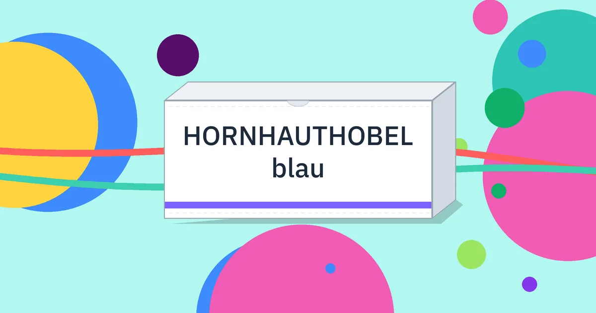 Symbolbild: Packung mit der Aufschrift HORNHAUTHOBEL blau (PZN 01525704) – Verfügbarkeit und Bezug in Apotheken in Frankfurt am Main