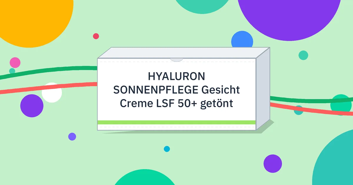 Symbolbild: Packung mit der Aufschrift HYALURON SONNENPFLEGE Gesicht Creme LSF 50+ getönt (PZN 13926213) – Verfügbarkeit und Bezug in Apotheken in Frankfurt am Main