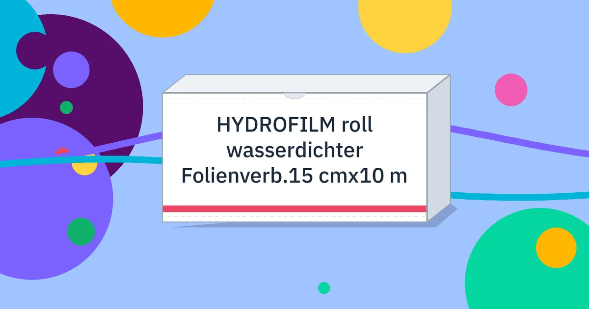 Symbolbild: Packung mit der Aufschrift HYDROFILM roll wasserdichter Folienverb.15 cmx10 m (PZN 20720825) – Verfügbarkeit und Bezug in Apotheken in Frankfurt am Main
