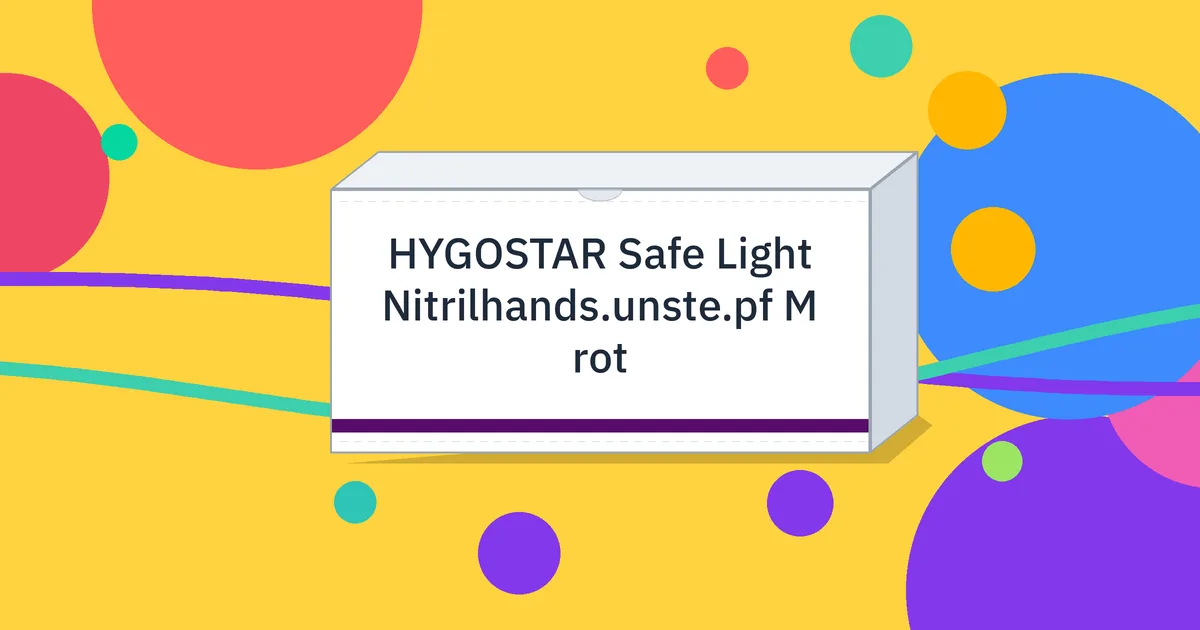 Symbolbild: Packung mit der Aufschrift HYGOSTAR Safe Light Nitrilhands.unste.pf M rot (PZN 20773520) – Verfügbarkeit und Bezug in Apotheken in Frankfurt am Main