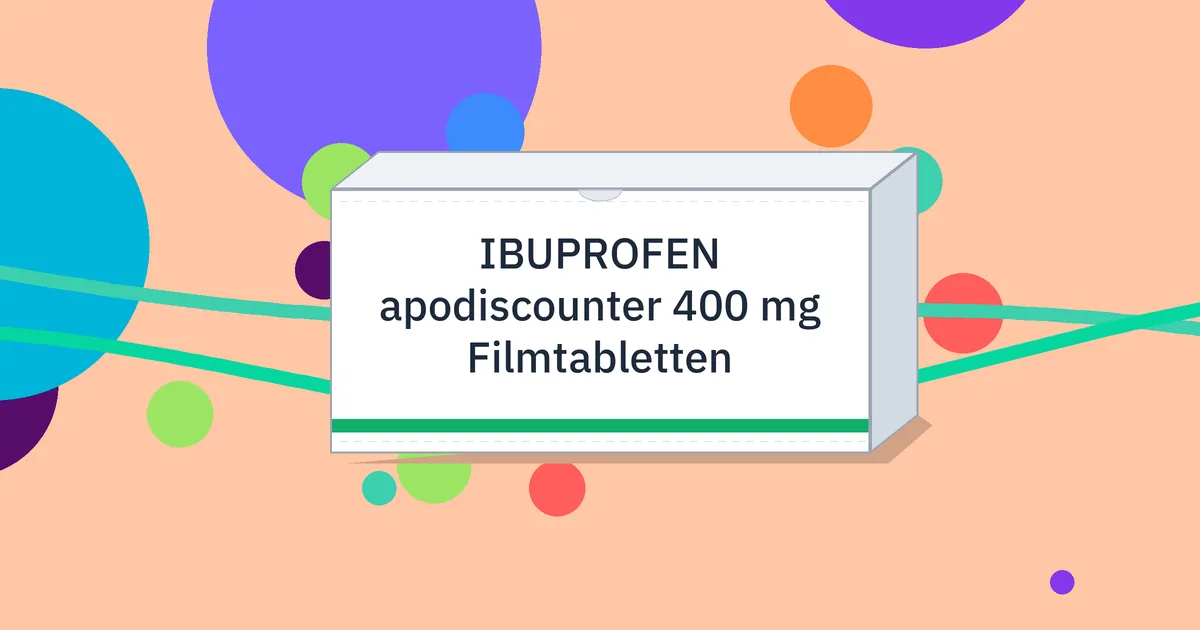 Symbolbild: Packung mit der Aufschrift IBUPROFEN apodiscounter 400 mg Filmtabletten (PZN 18188228) – Verfügbarkeit und Bezug in Apotheken in Frankfurt am Main