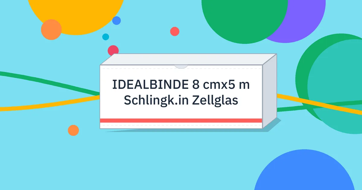 Symbolbild: Packung mit der Aufschrift IDEALBINDE 8 cmx5 m Schlingk.in Zellglas (PZN 03158380) – Verfügbarkeit und Bezug in Apotheken in Frankfurt am Main