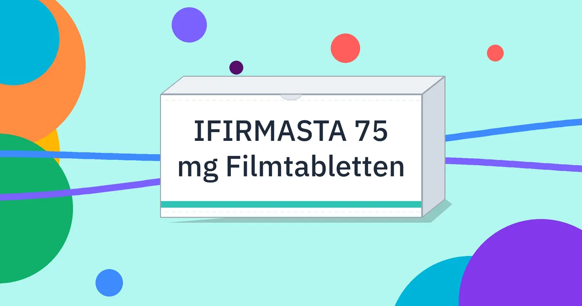 Symbolbild: Packung mit der Aufschrift IFIRMASTA 75 mg Filmtabletten (PZN 09726365) – Verfügbarkeit und Bezug in Apotheken in Frankfurt am Main