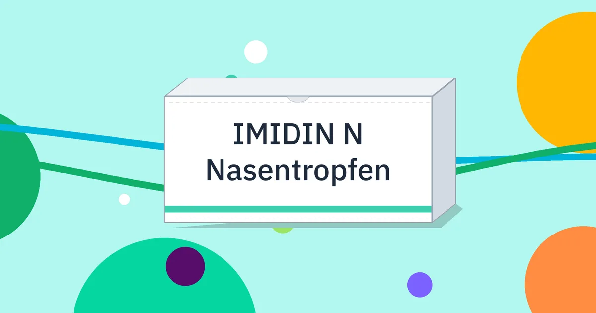 Symbolbild: Packung mit der Aufschrift IMIDIN N Nasentropfen (PZN 06876495) – Verfügbarkeit und Bezug in Apotheken in Frankfurt am Main