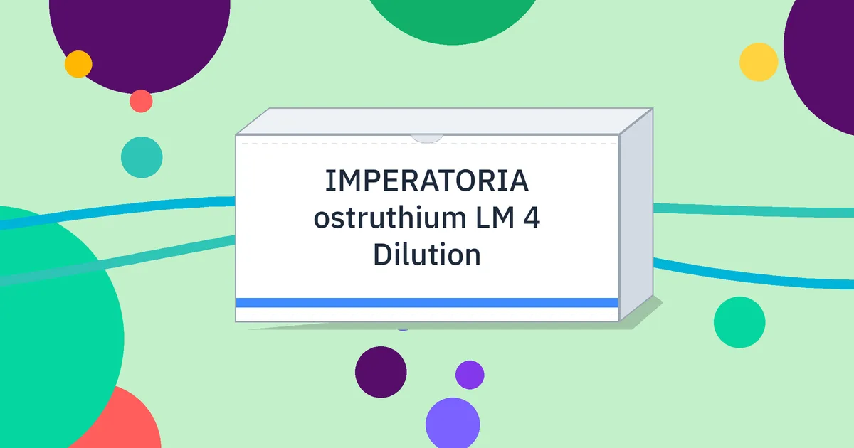 Symbolbild: Packung mit der Aufschrift IMPERATORIA ostruthium LM 4 Dilution (PZN 13558979) – Verfügbarkeit und Bezug in Apotheken in Frankfurt am Main