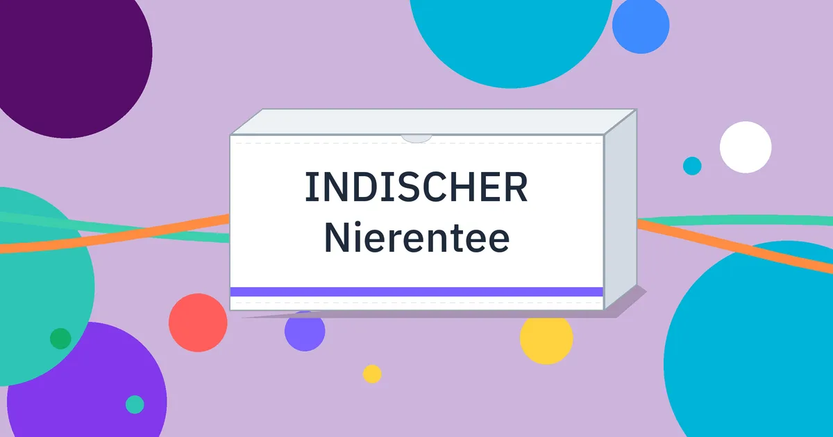 Symbolbild: Packung mit der Aufschrift INDISCHER Nierentee (PZN 11309982) – Verfügbarkeit und Bezug in Apotheken in Frankfurt am Main