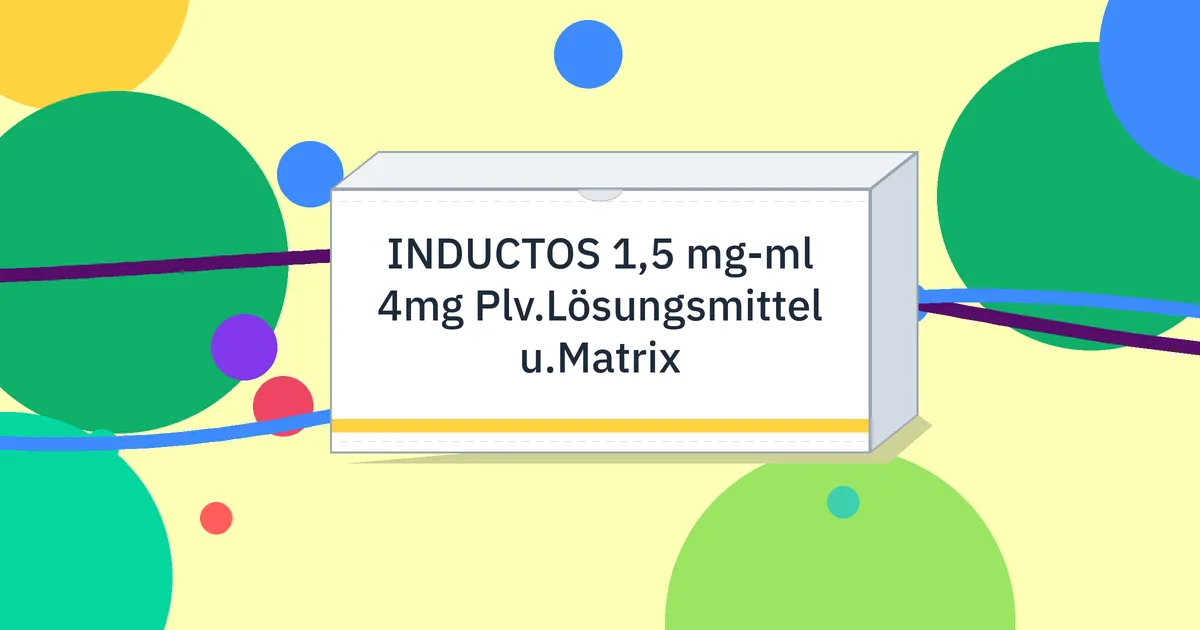 Symbolbild: Packung mit der Aufschrift INDUCTOS 1,5 mg-ml 4mg Plv.Lösungsmittel u.Matrix (PZN 16226858) – Verfügbarkeit und Bezug in Apotheken in Frankfurt am Main
