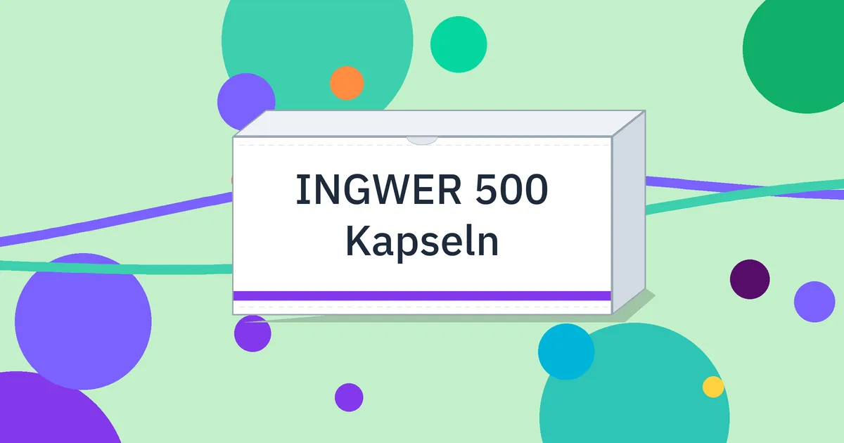 Symbolbild: Packung mit der Aufschrift INGWER 500 Kapseln (PZN 00634816) – Verfügbarkeit und Bezug in Apotheken in Frankfurt am Main