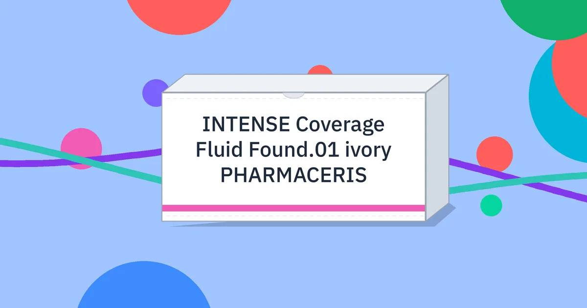 Symbolbild: Packung mit der Aufschrift INTENSE Coverage Fluid Found.01 ivory PHARMACERIS (PZN 16390865) – Verfügbarkeit und Bezug in Apotheken in Frankfurt am Main