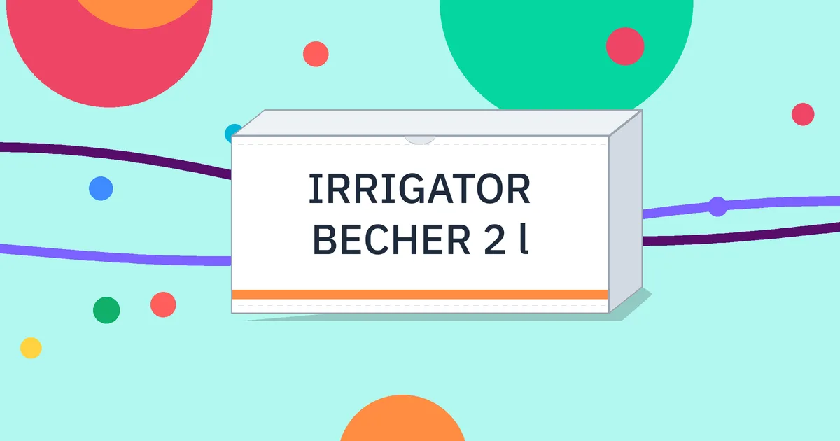 Symbolbild: Packung mit der Aufschrift IRRIGATOR BECHER 2 l (PZN 02819661) – Verfügbarkeit und Bezug in Apotheken in Frankfurt am Main