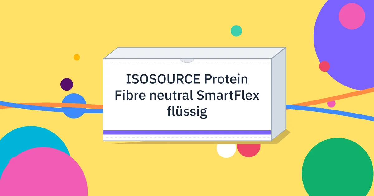 Symbolbild: Packung mit der Aufschrift ISOSOURCE Protein Fibre neutral SmartFlex flüssig (PZN 07755960) – Verfügbarkeit und Bezug in Apotheken in Frankfurt am Main