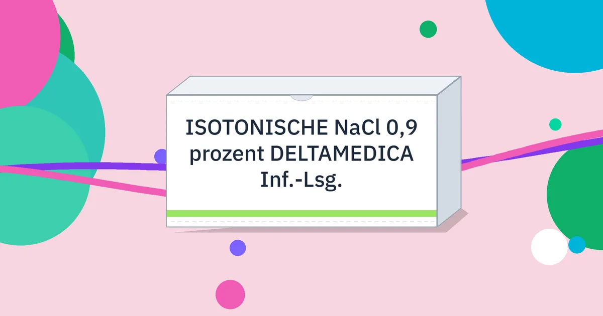 Symbolbild: Packung mit der Aufschrift ISOTONISCHE NaCl 0,9 prozent DELTAMEDICA Inf.-Lsg. (PZN 03563318) – Verfügbarkeit und Bezug in Apotheken in Frankfurt am Main