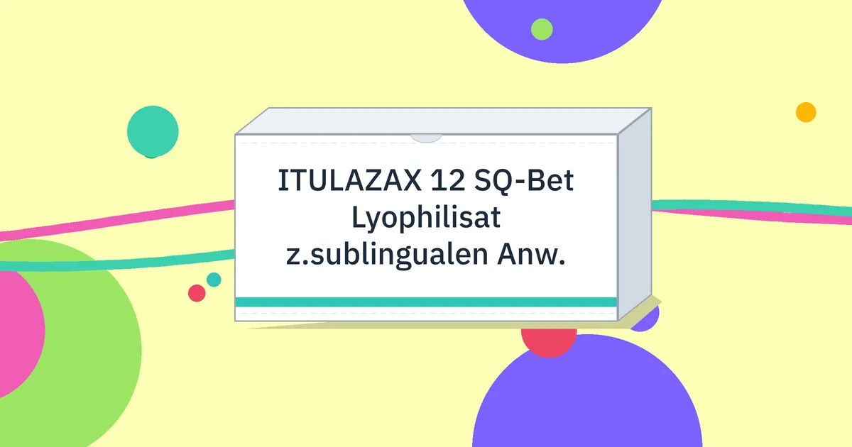 Symbolbild: Packung mit der Aufschrift ITULAZAX 12 SQ-Bet Lyophilisat z.sublingualen Anw. (PZN 18762093) – Verfügbarkeit und Bezug in Apotheken in Frankfurt am Main