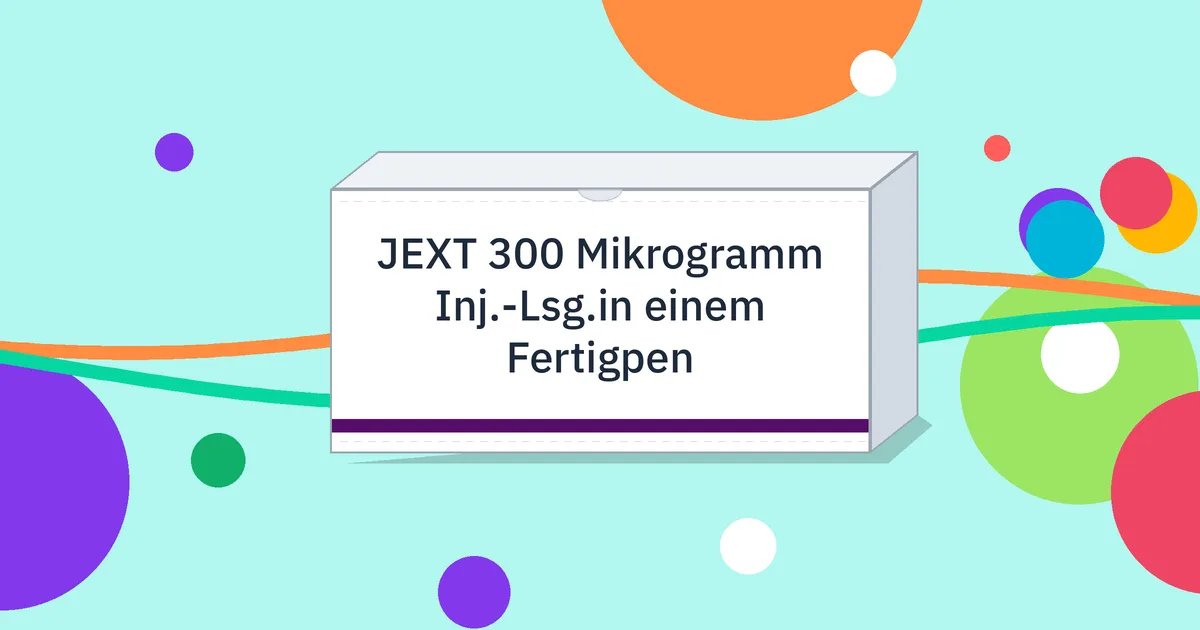 Symbolbild: Packung mit der Aufschrift JEXT 300 Mikrogramm Inj.-Lsg.in einem Fertigpen (PZN 10110853) – Verfügbarkeit und Bezug in Apotheken in Frankfurt am Main
