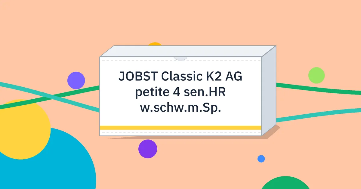 Symbolbild: Packung mit der Aufschrift JOBST Classic K2 AG petite 4 sen.HR w.schw.m.Sp. (PZN 17962200) – Verfügbarkeit und Bezug in Apotheken in Frankfurt am Main