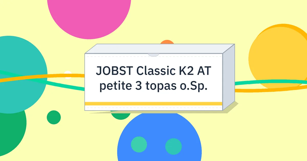 Symbolbild: Packung mit der Aufschrift JOBST Classic K2 AT petite 3 topas o.Sp. (PZN 13068005) – Verfügbarkeit und Bezug in Apotheken in Frankfurt am Main