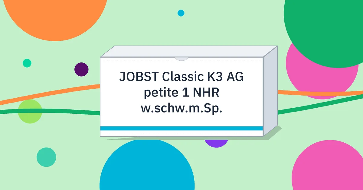 Symbolbild: Packung mit der Aufschrift JOBST Classic K3 AG petite 1 NHR w.schw.m.Sp. (PZN 13072828) – Verfügbarkeit und Bezug in Apotheken in Frankfurt am Main