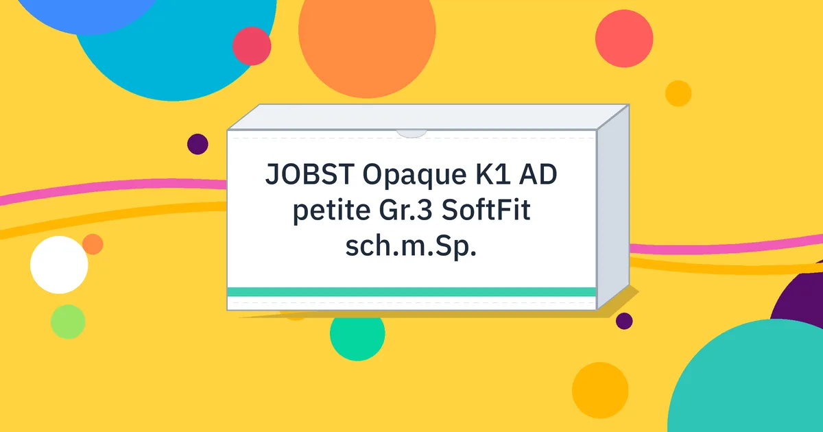 Symbolbild: Packung mit der Aufschrift JOBST Opaque K1 AD petite Gr.3 SoftFit sch.m.Sp. (PZN 13079658) – Verfügbarkeit und Bezug in Apotheken in Frankfurt am Main