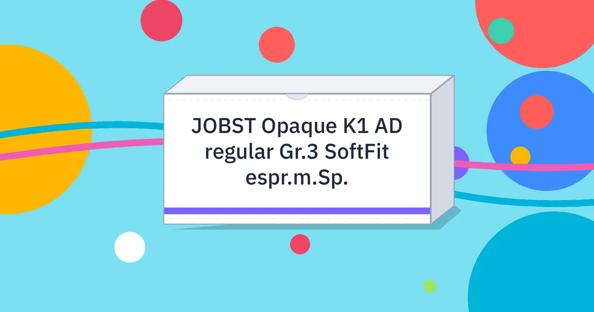 Symbolbild: Packung mit der Aufschrift JOBST Opaque K1 AD regular Gr.3 SoftFit espr.m.Sp. (PZN 16263405) – Verfügbarkeit und Bezug in Apotheken in Frankfurt am Main