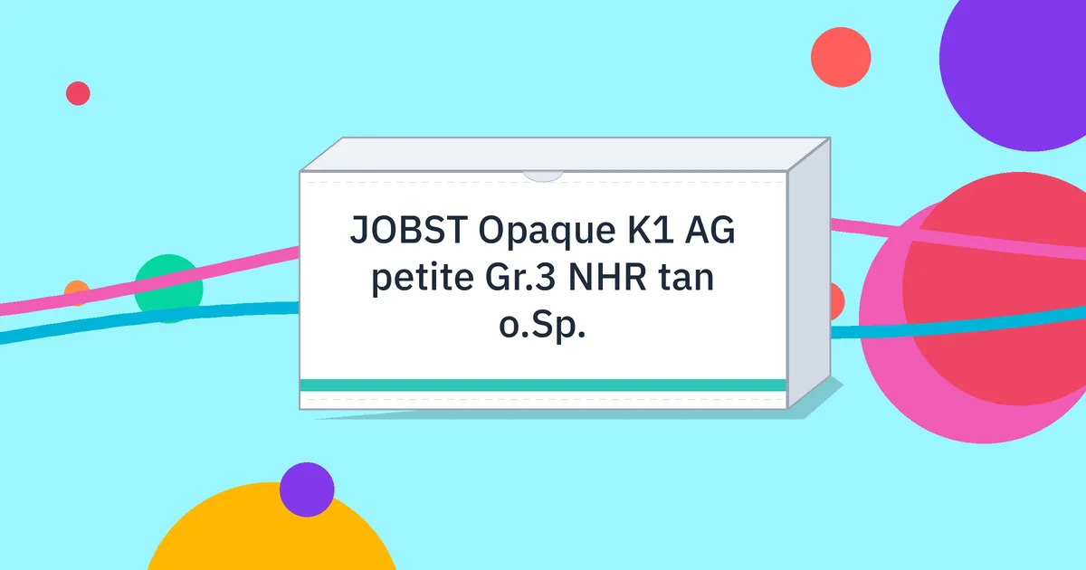 Symbolbild: Packung mit der Aufschrift JOBST Opaque K1 AG petite Gr.3 NHR tan o.Sp. (PZN 16269655) – Verfügbarkeit und Bezug in Apotheken in Frankfurt am Main