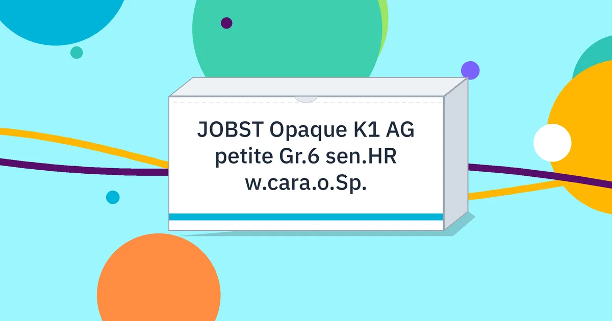 Symbolbild: Packung mit der Aufschrift JOBST Opaque K1 AG petite Gr.6 sen.HR w.cara.o.Sp. (PZN 13089272) – Verfügbarkeit und Bezug in Apotheken in Frankfurt am Main